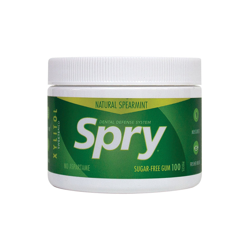 Spry Xylitol Sweetened Sugar-Free Chewing Gum Spearmint Tub x 100 Piec ...